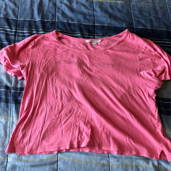 Victoria's Secret | Tops | Victorias Secret Rhinestone Logo Pink Crop ...